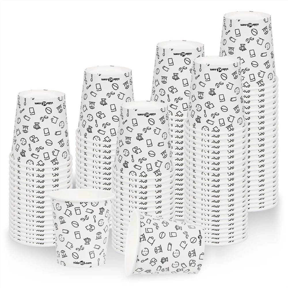 Coffee Paper Cups 200 ml 100 pcs White and Black