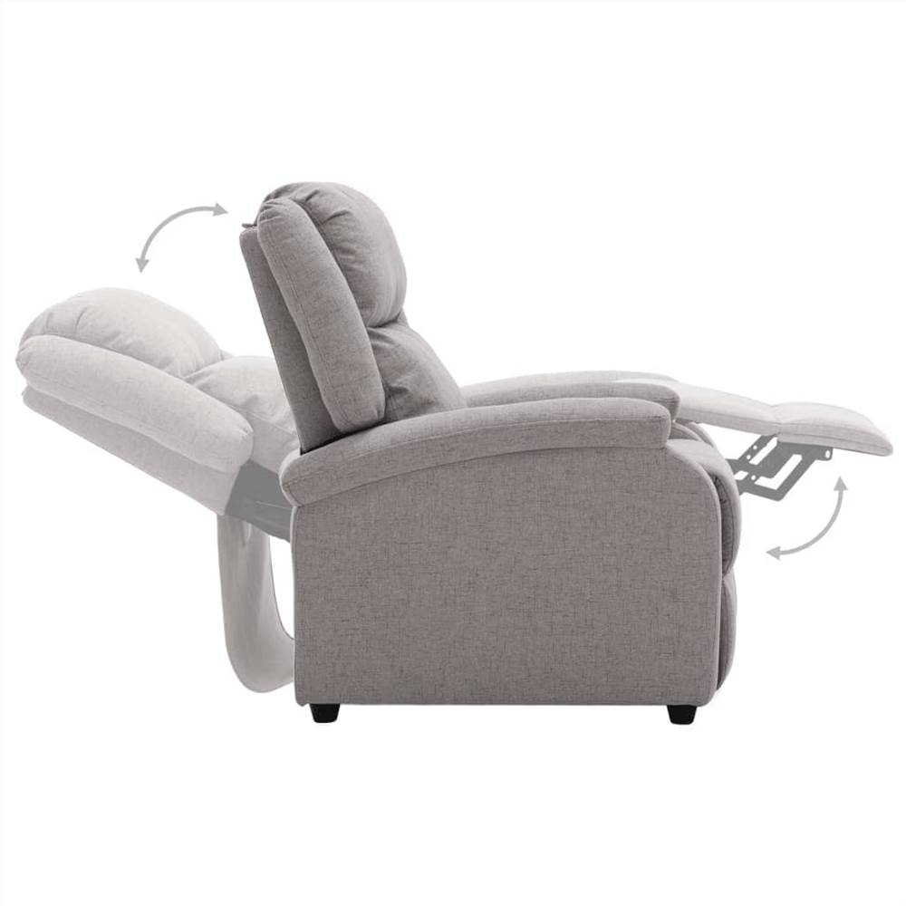 Electric TV Recliner Chair Light Grey Fabric