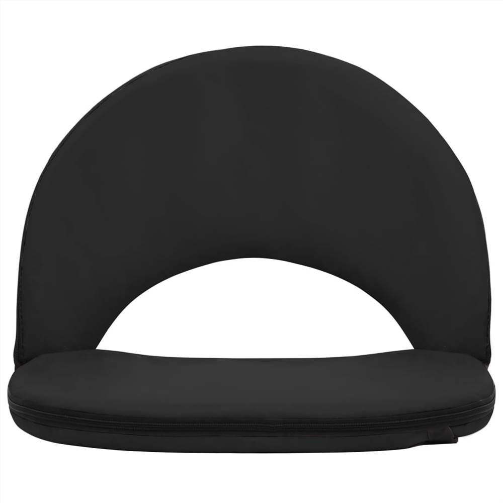 Foldable Ground Chair 2 pcs Black Steel and Fabric