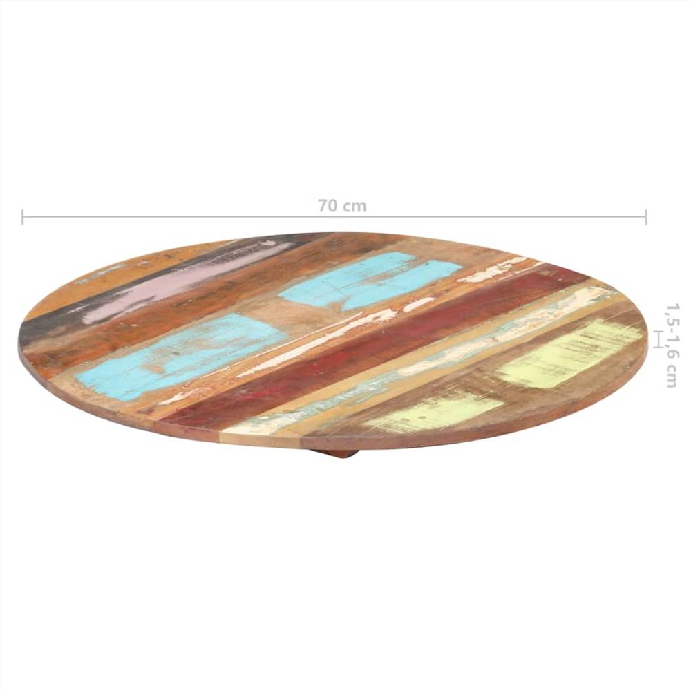 Round Table Top 70 cm 15-16 mm Solid Reclaimed Wood