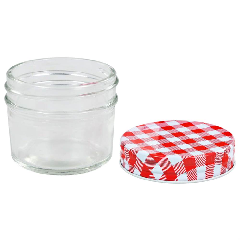 Glass Jam Jars with White and Red Lids 48 pcs 110 ml