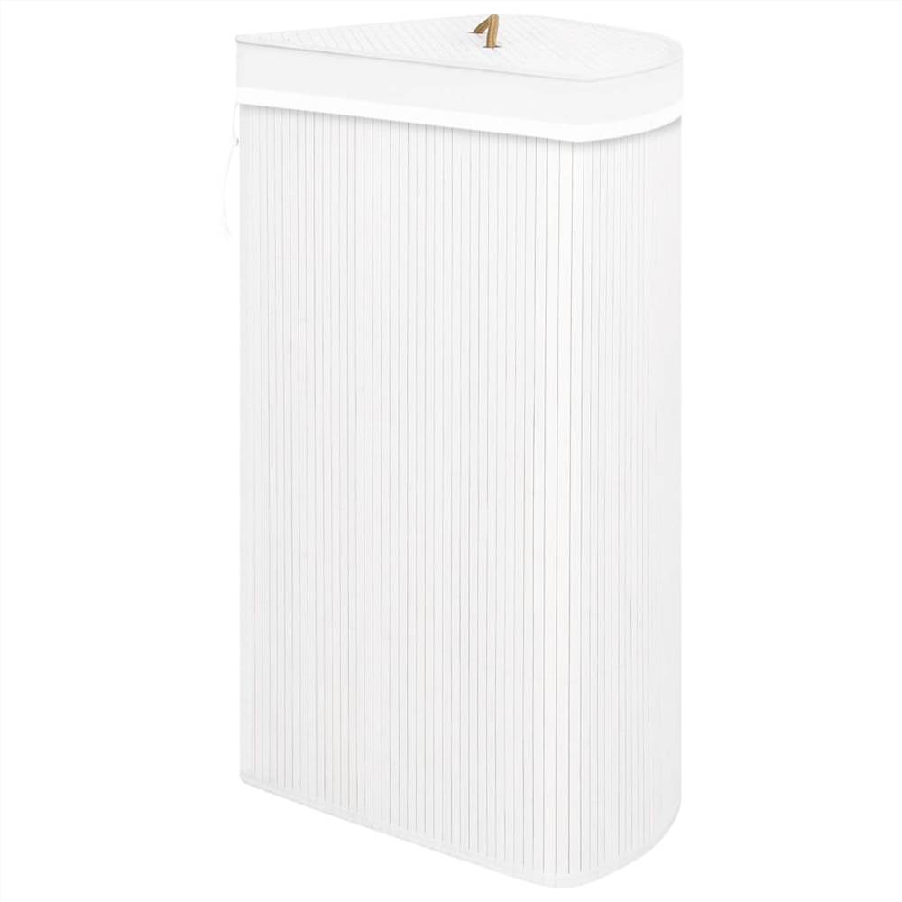 Bamboo Corner Laundry Basket White 60 L