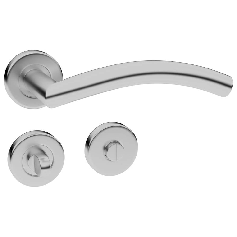 Curved Door Handle Set with WC Lock Stainless Steel