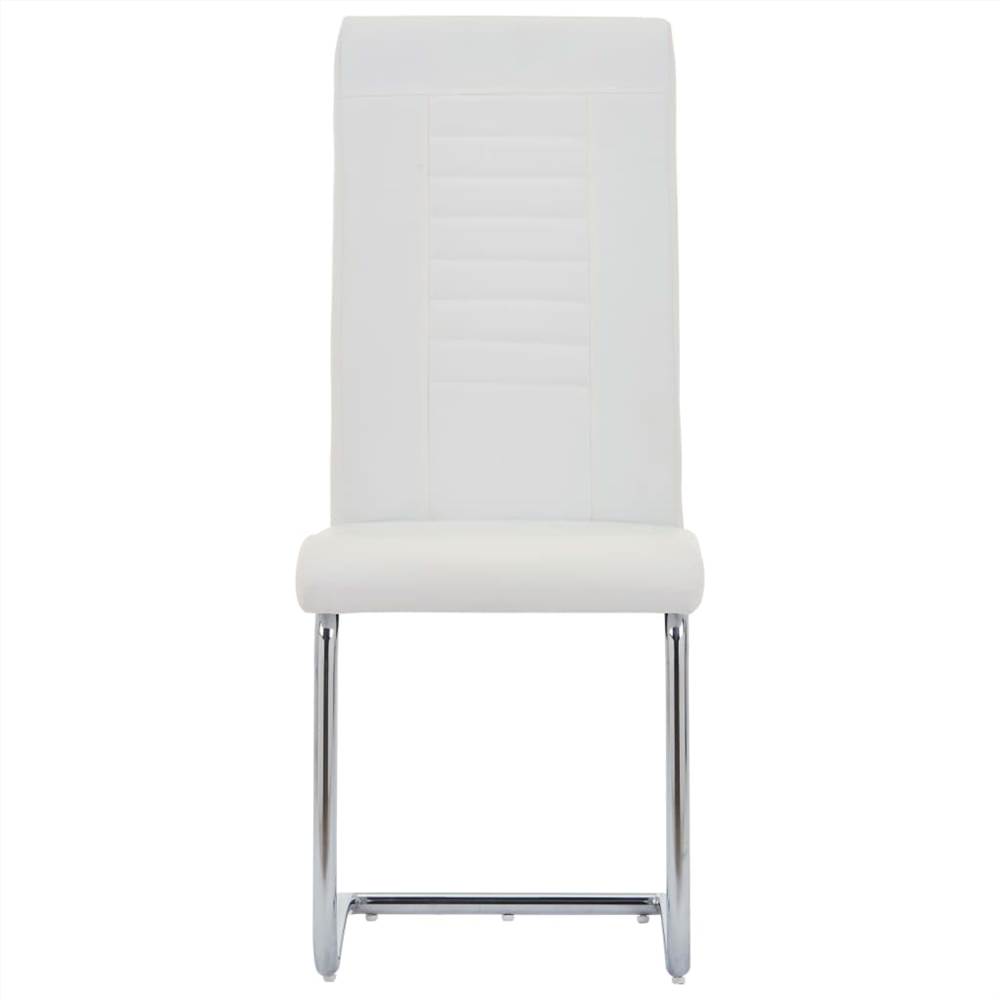 Cantilever Dining Chairs 2 pcs White Faux Leather