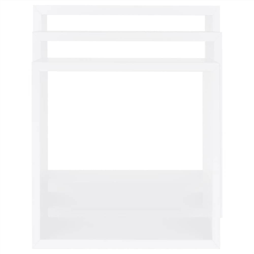 Wall Cube Shelves 3 pcs White MDF