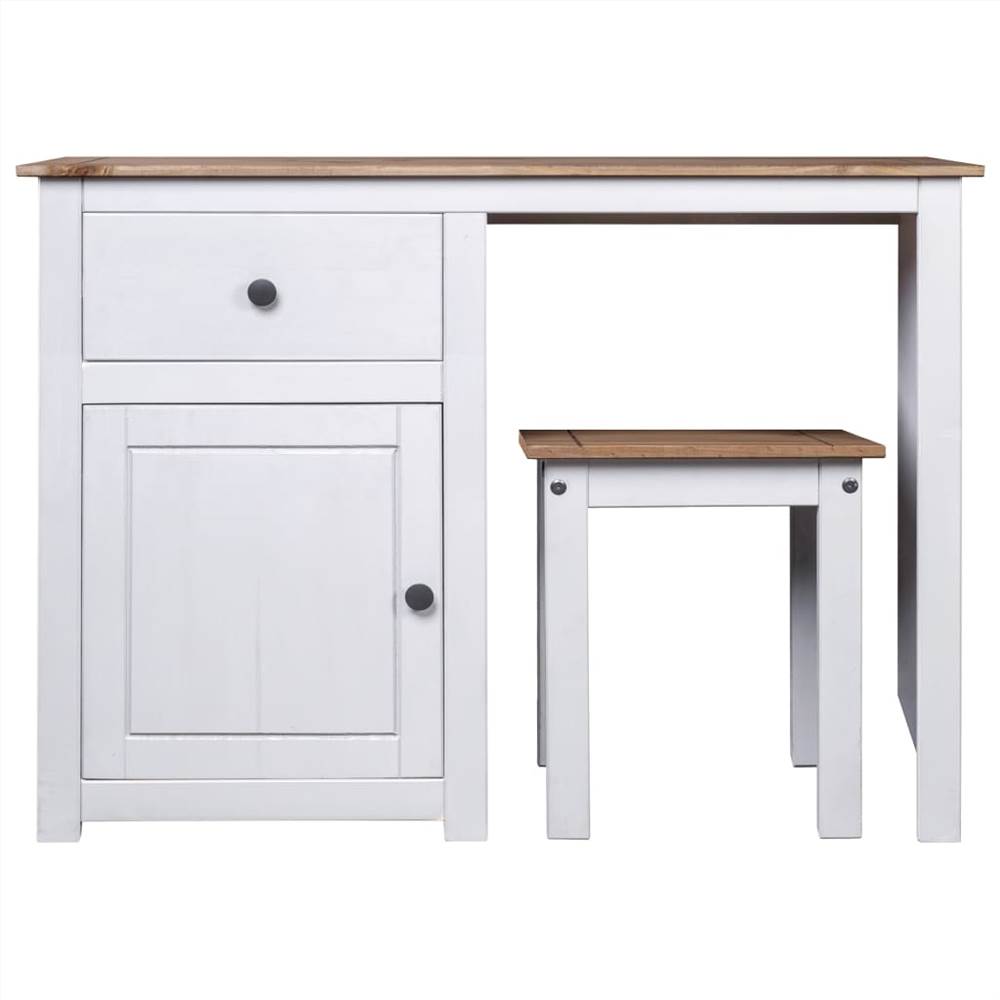 2 Piece Dressing Table Set White Solid Pine Wood Panama Range