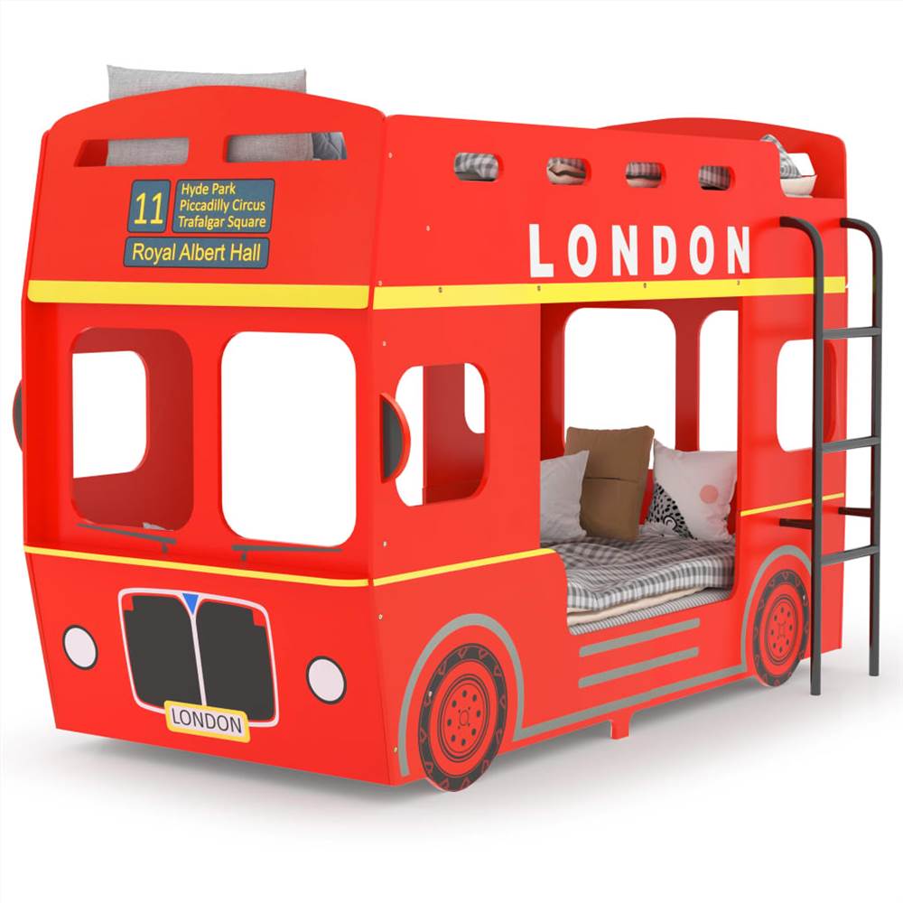 Bunk Bed London Bus Red MDF 90x200 cm