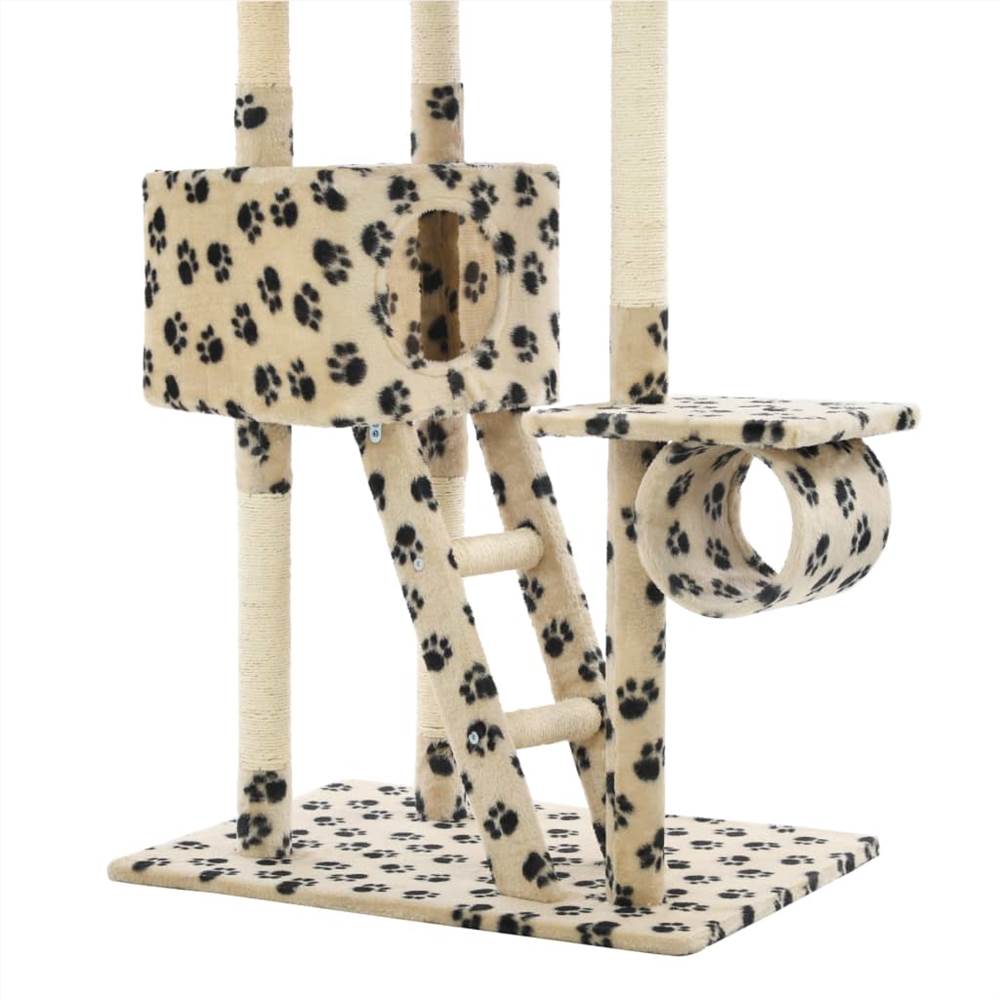 Cat Tree with Sisal Scratching Posts 230-260cm Beige Paw Prints