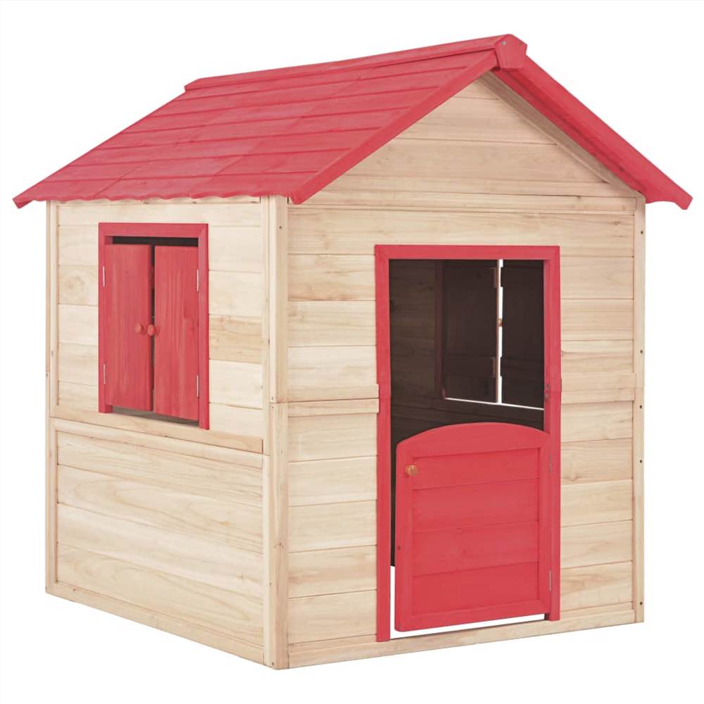 Kids Play House Fir Wood Red