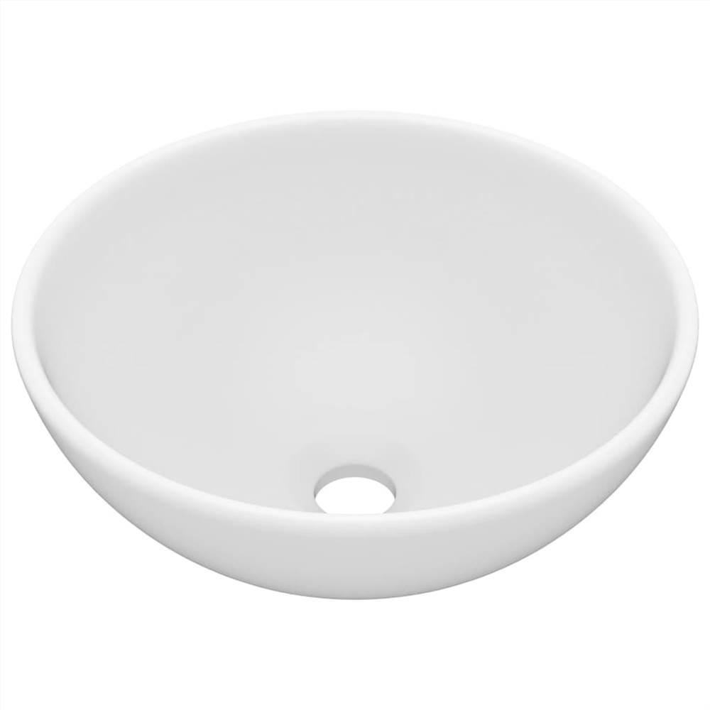 Luxury Bathroom Basin Round Matt White 32.5x14 cm Ceramic