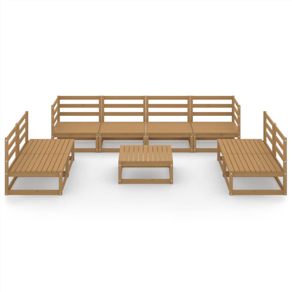 9 Piece Garden Lounge Set Honey Brown Solid Pinewood