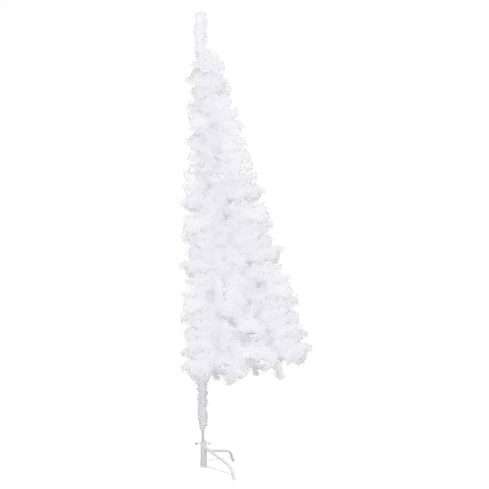 Corner Artificial Christmas Tree with LEDs White 150 cm PVC