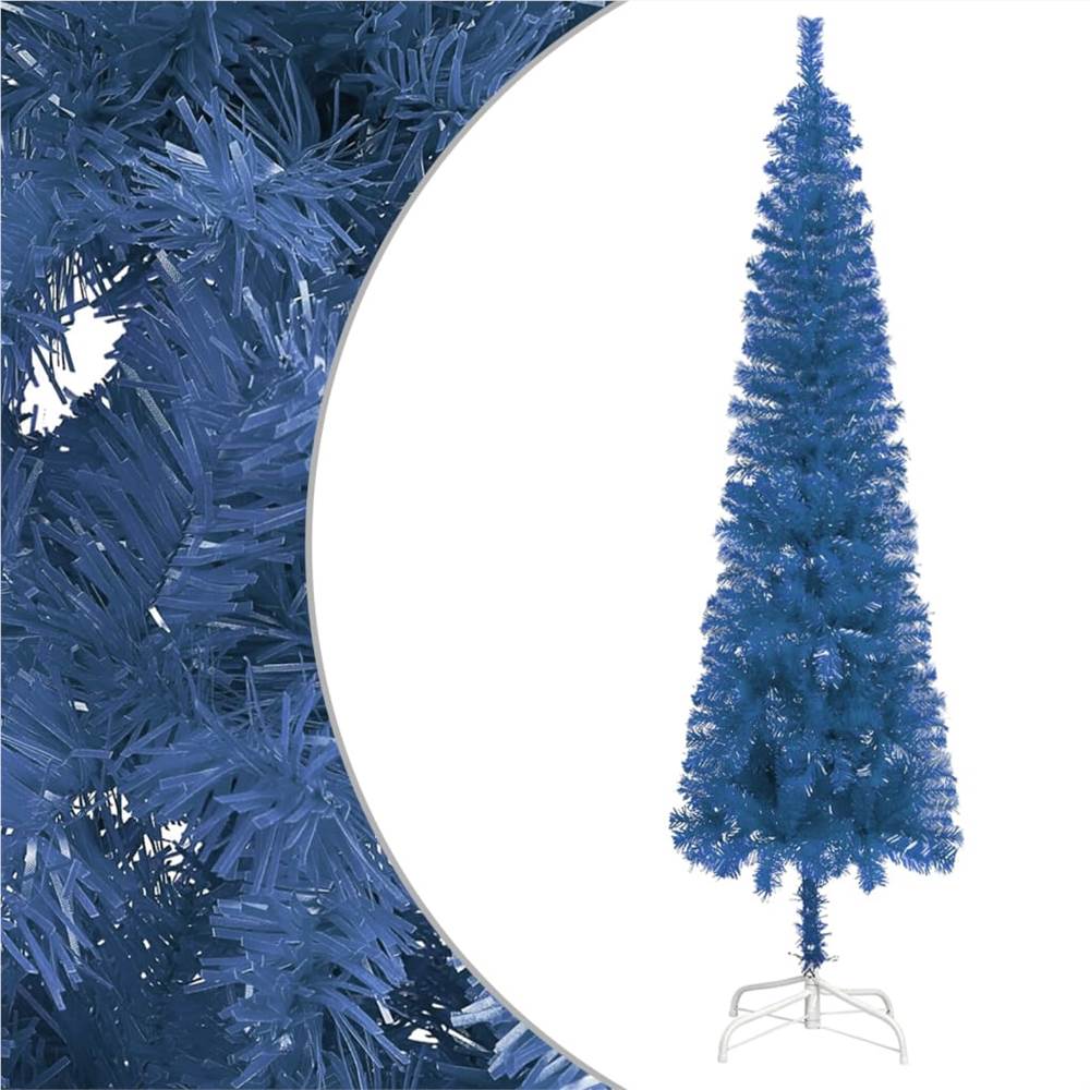 Slim Christmas Tree with LEDs Blue 150 cm