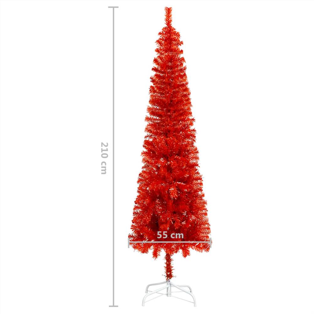 Slim Christmas Tree with LEDs Red 210 cm