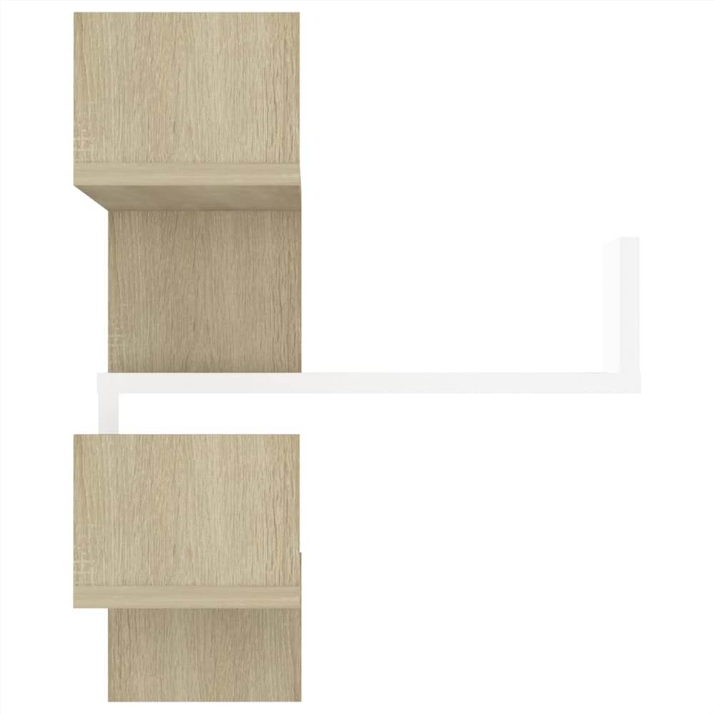 Wall Corner Shelf White and Sonoma Oak 40x40x50 cm Chipboard