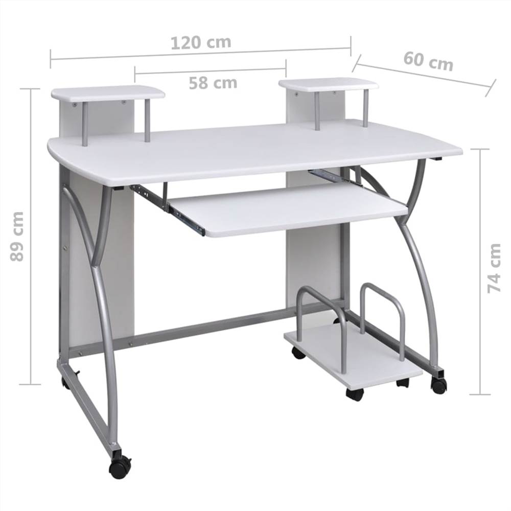 Computer Desk with Pull-out Keyboard Tray White