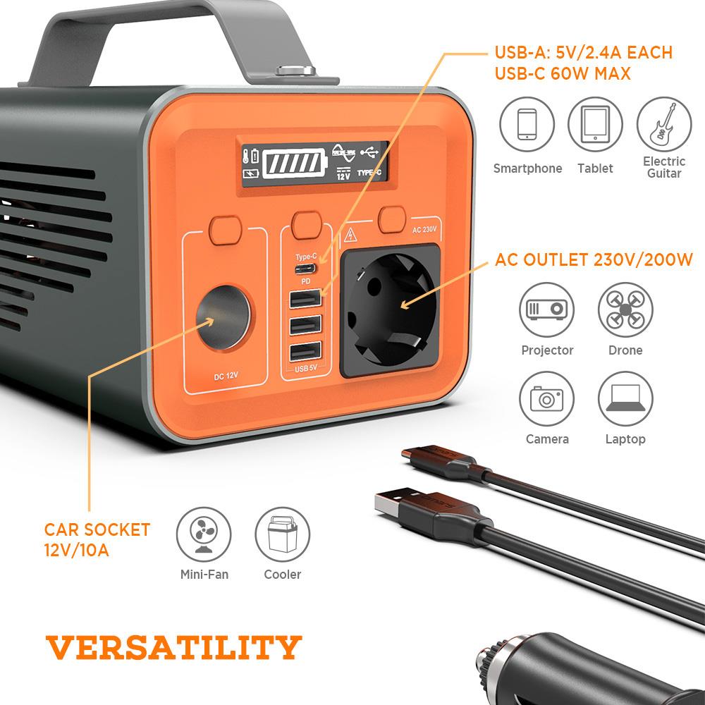 NOVOO 230Wh/62400mAh Solar Generator Portable Power Station Orange