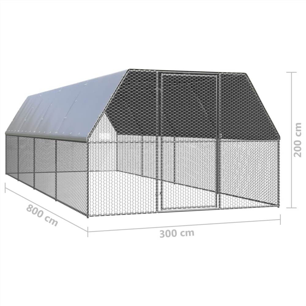 Outdoor Chicken Cage 3x8x2 m Galvanised Steel