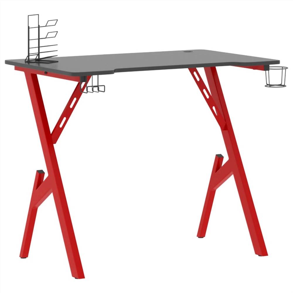 Gaming Desk With Y Shape Legs Black And Red 90X60x75 Cm
