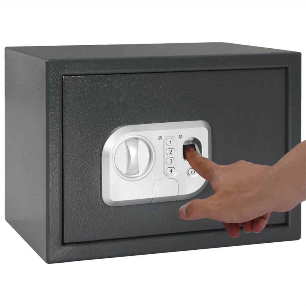 Digital Safe with Fingerprint Dark Grey 35x25x25 cm