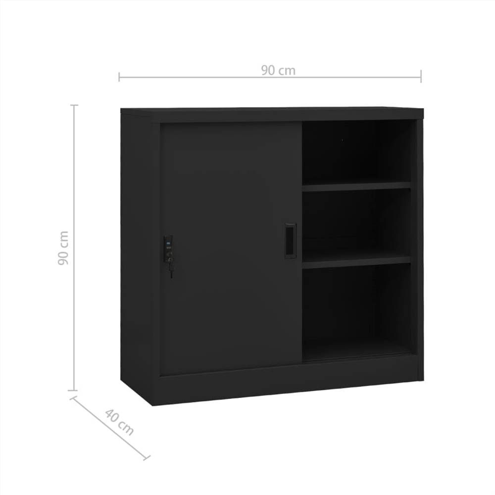 Office Cabinet with Sliding Door Anthracite 90x40x90 cm Steel