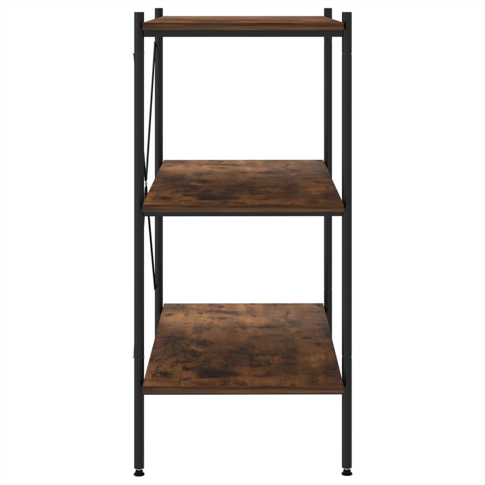 3-Tier Shelving Unit Black and Dark Wood 80x40x92 cm