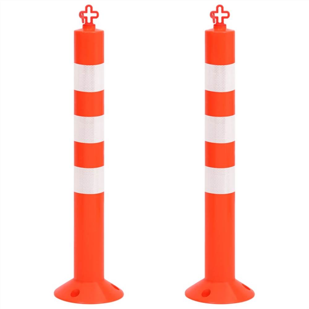 Traffic Control Bollards 2 pcs with Chain 75 cm PE