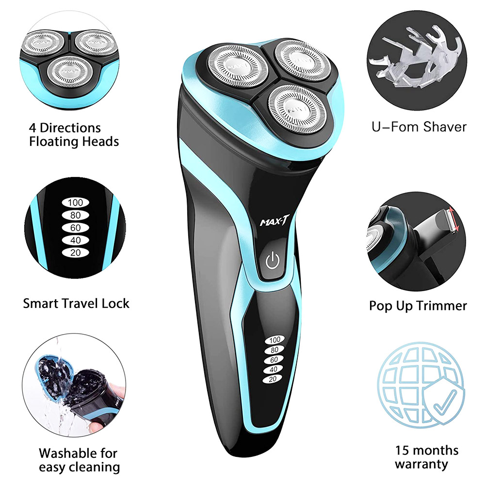 MAX-T Electric Rotary Razor with Pop Up Trimmer