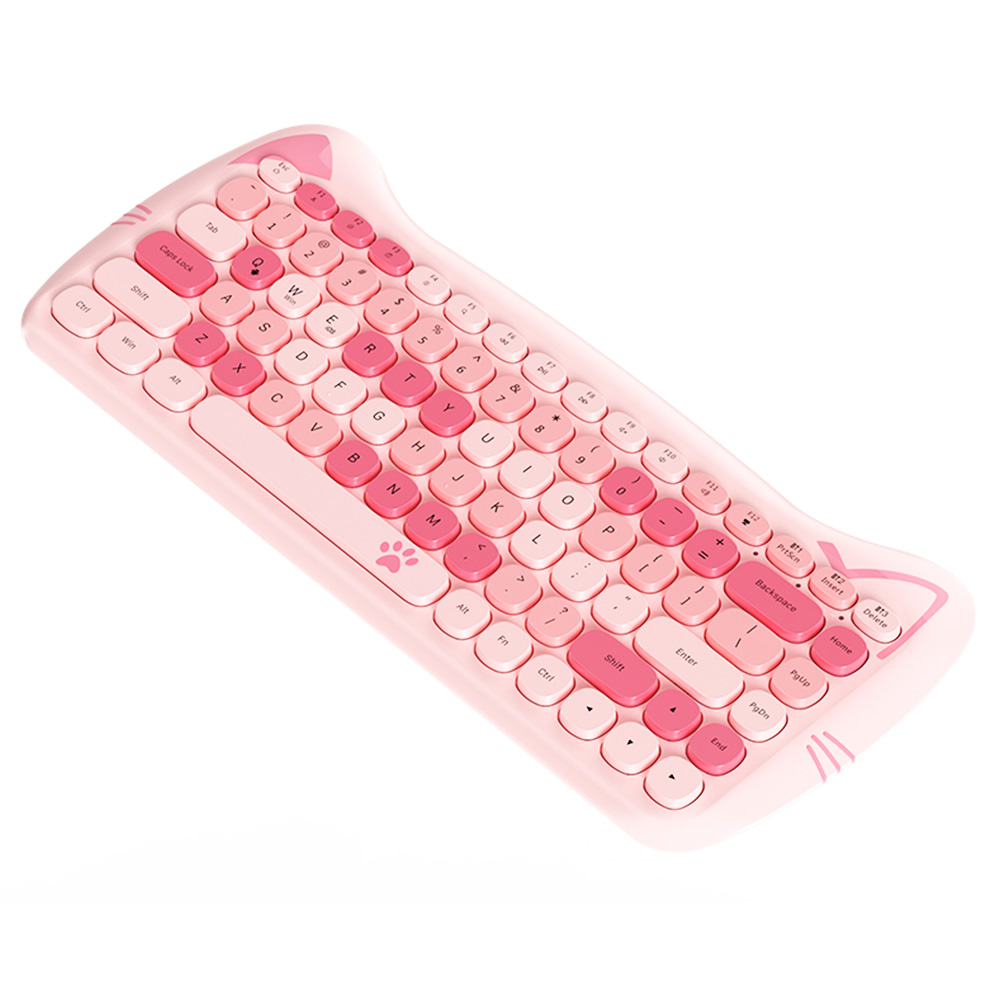 Ajazz 3060i Bluetooth Wireless Keyboard Cute Pet Design Pink