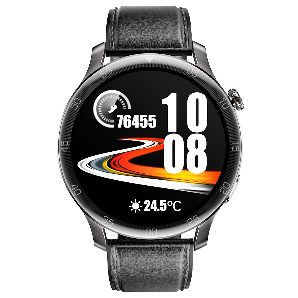 SENBONO MAX2 Smartwatch for Men Black Leather