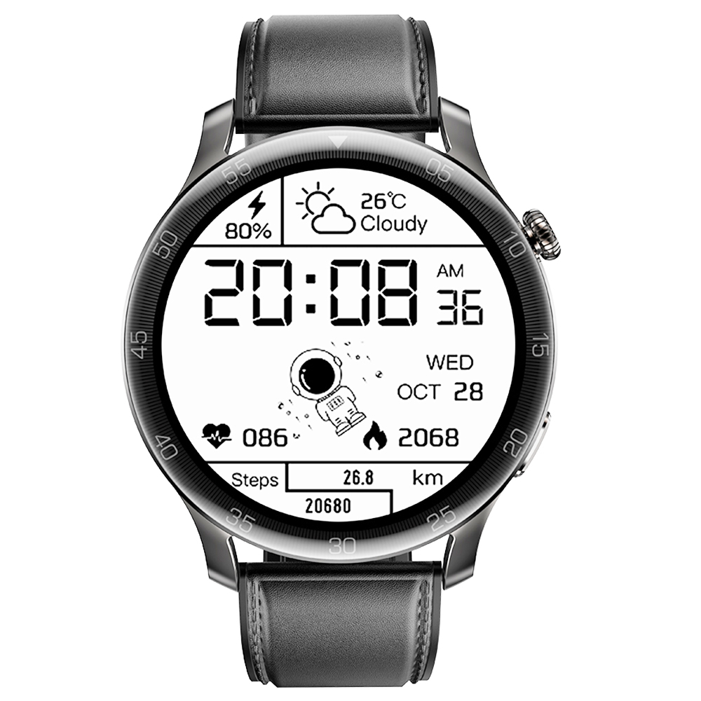 SENBONO MAX2 Smartwatch for Men Black Leather