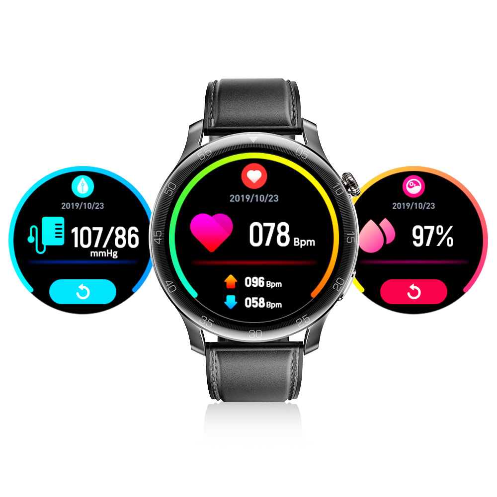 SENBONO MAX2 Smartwatch for Men Black Leather