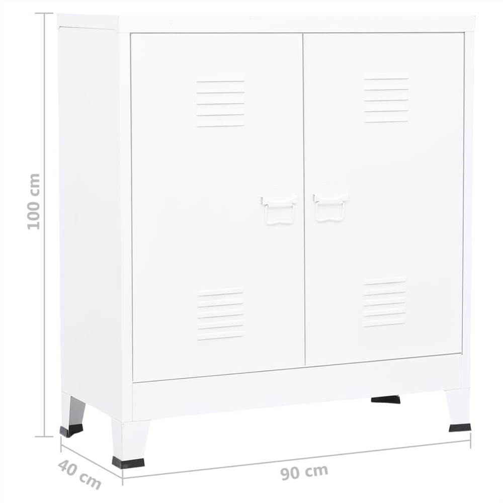 Filing Cabinet White 90x40x100 cm Steel