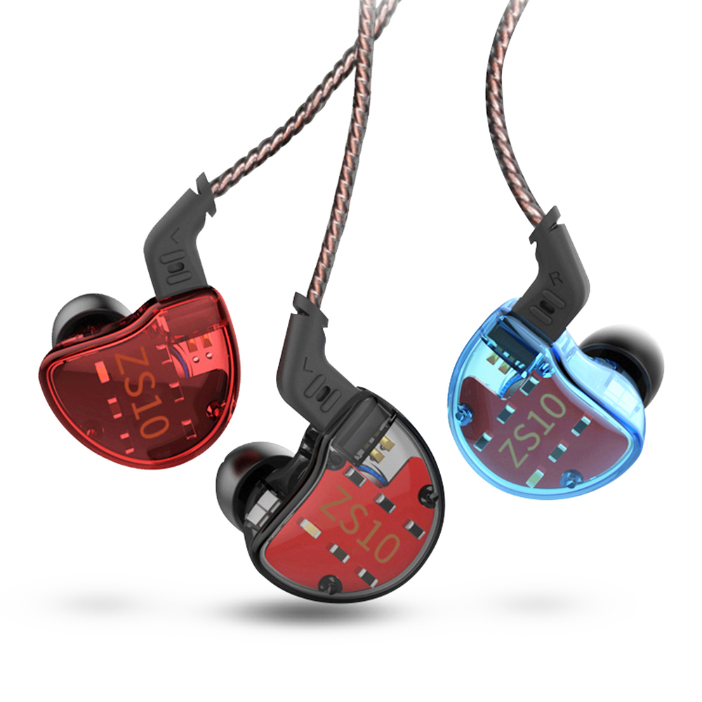 KZ ZS10 Wired Earphone 4BA+1DD Hybrid Technology with Mic Black