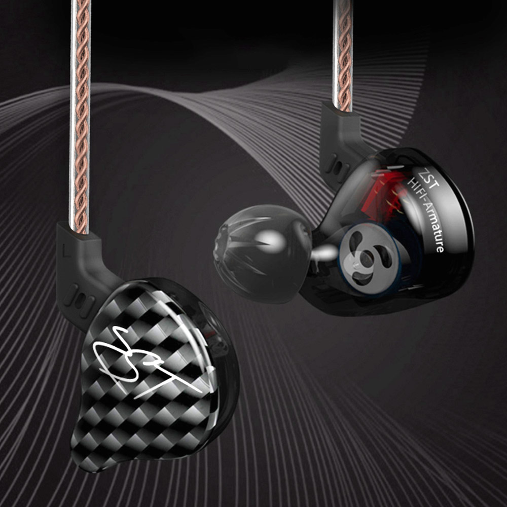 KZ ZST Wired Earphone Hybrid Technology with Mic Black