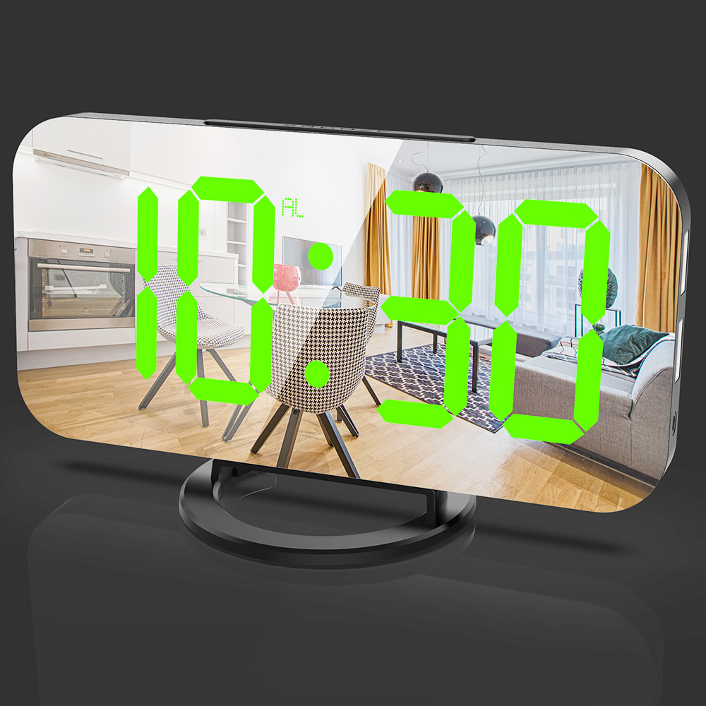 Digital LED Clock Large Display 3 Levels Brightness Green