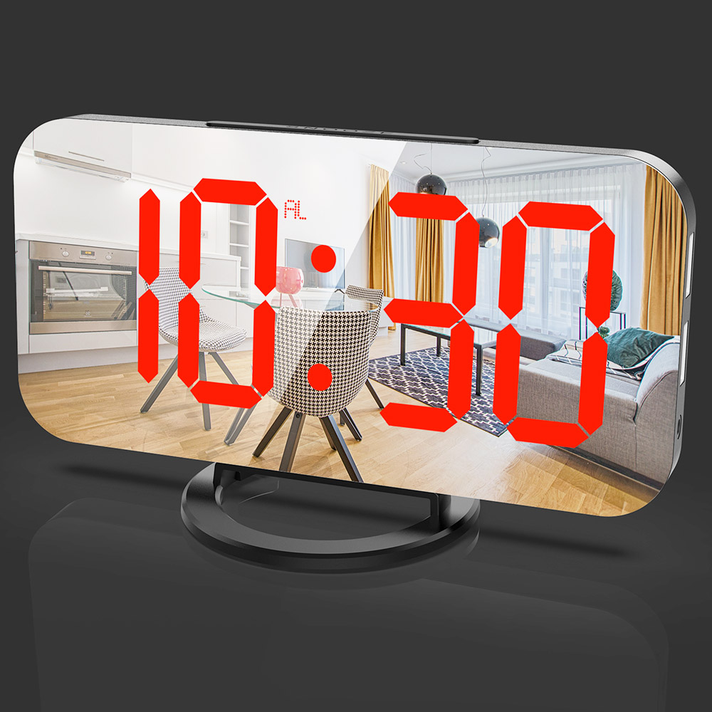 Digital LED Clock Large Display 3 Levels Brightness Red