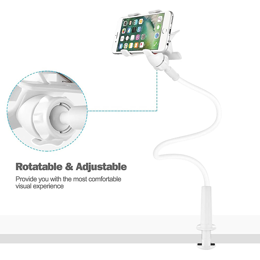 Gooseneck Phone Holder Flexible Holder 360 Adjustable White