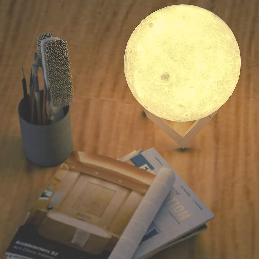 LED Moon Lamp with Remote Control Dimmable Brightness 16 Main Colors