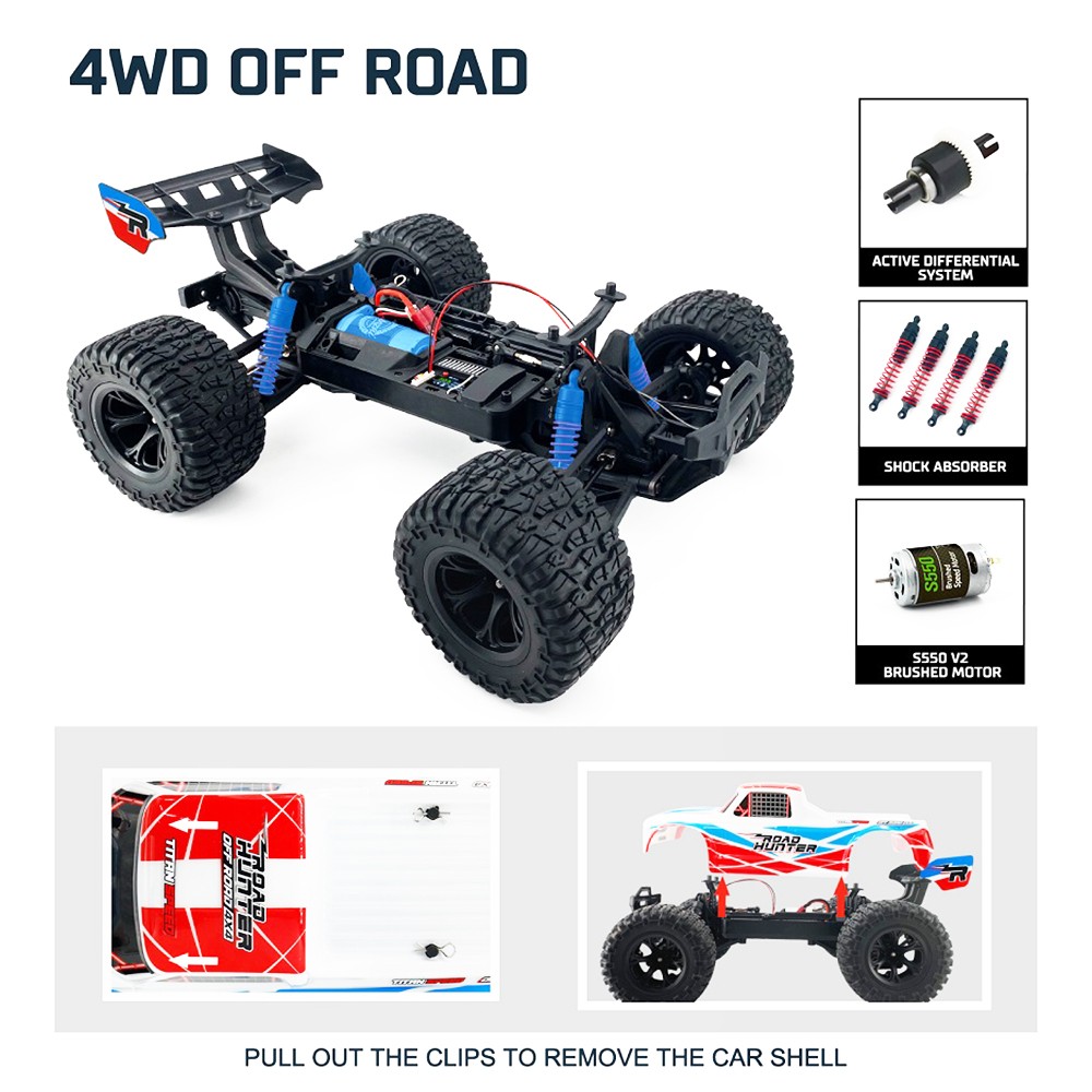JJRC Q123 1: 10 Racing Car Brushed 4WD RTR RC Truck White&Blue