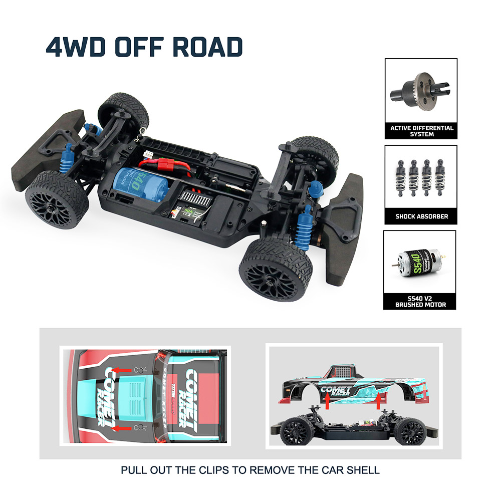 JJRC Q125 1/10 Racing Car Brushed 4WD RTR RC Car Red