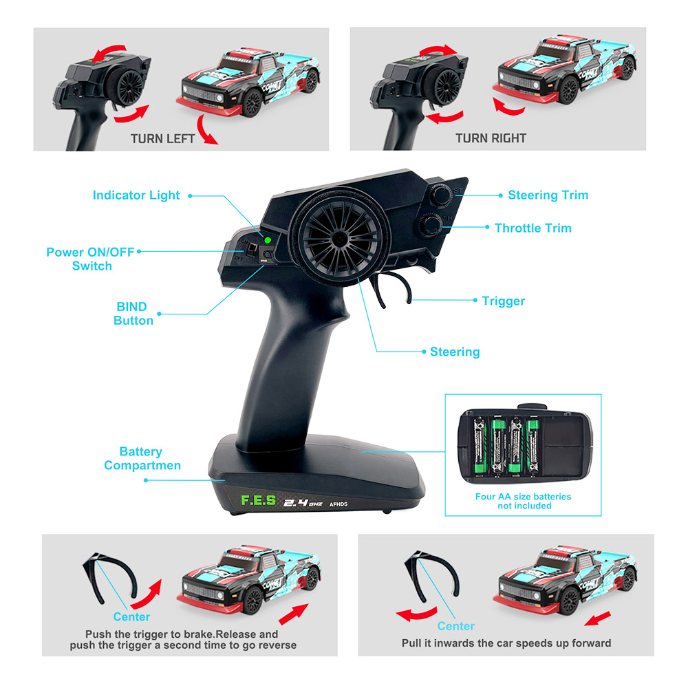 JJRC Q125 1/10 Racing Car Brushed 4WD RTR RC Car Red