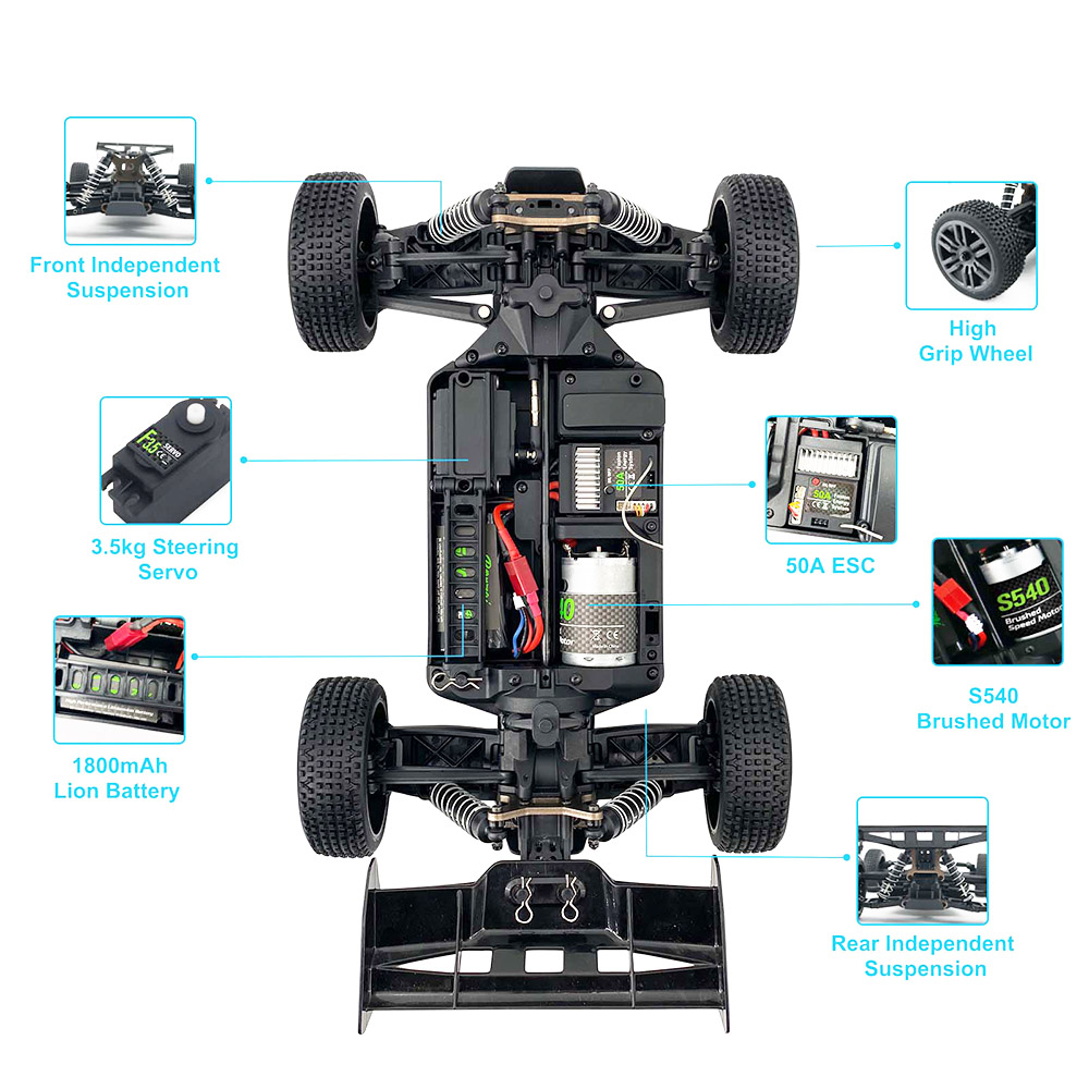 JJRC Q125 1/10 Racing Car Buggy Brushed 4WD RTR RC Car Green