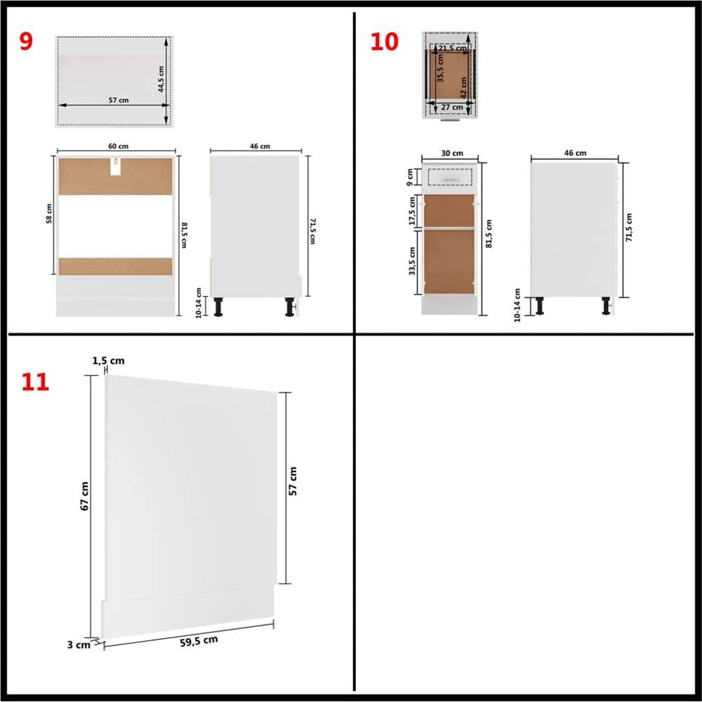 11 Piece Kitchen Cabinet Set White Chipboard