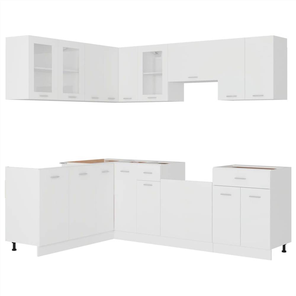 11 Piece Kitchen Cabinet Set White Chipboard