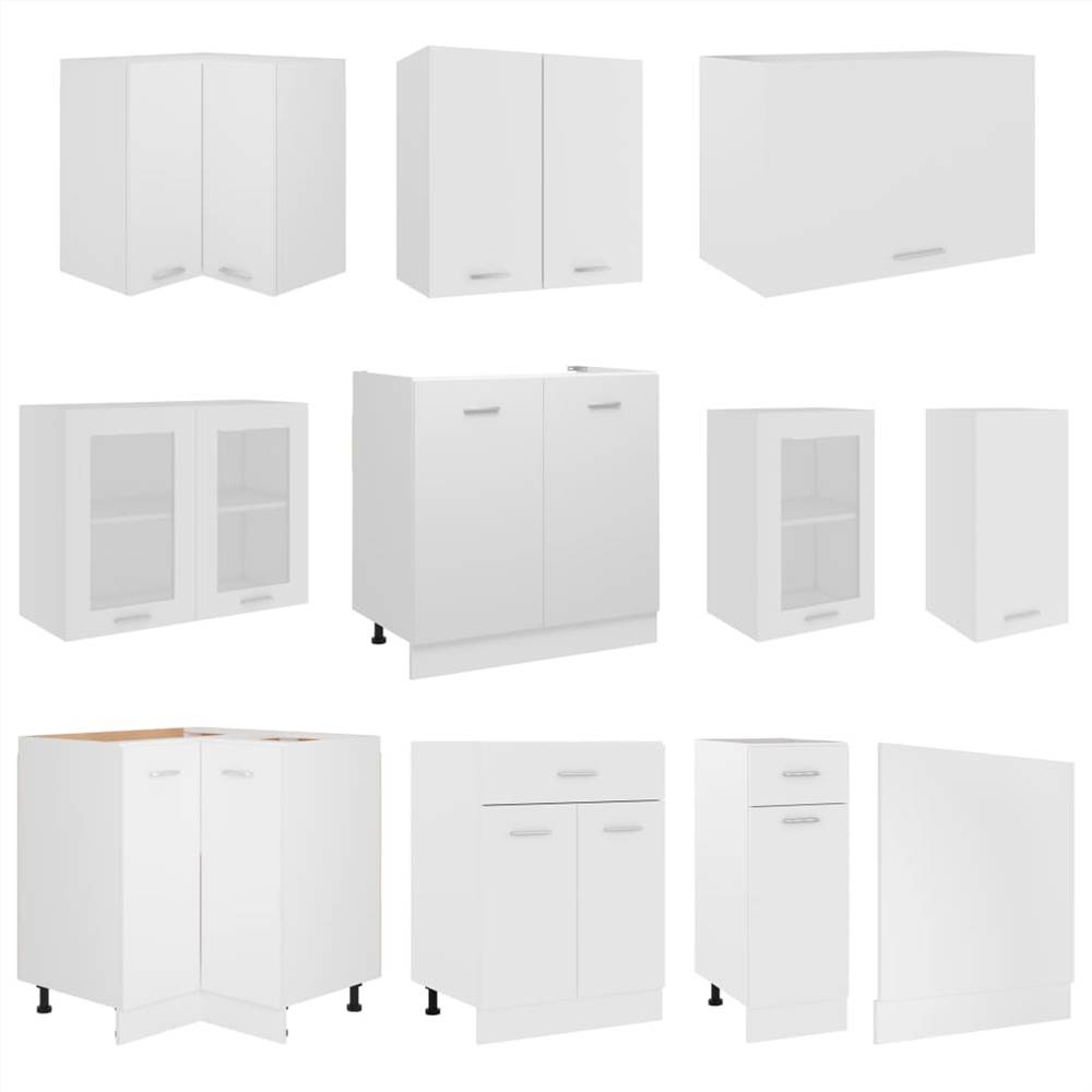 11 Piece Kitchen Cabinet Set White Chipboard