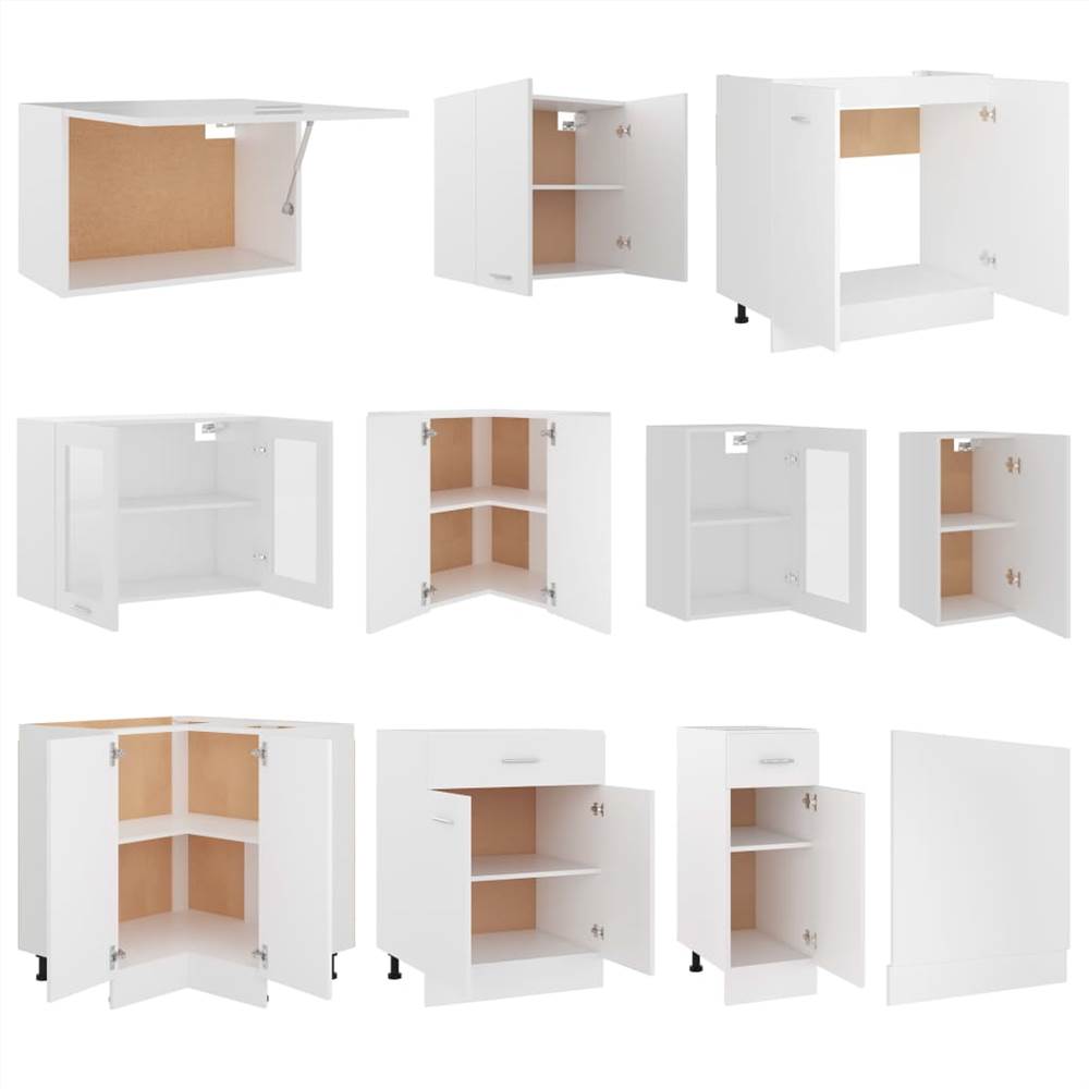11 Piece Kitchen Cabinet Set White Chipboard