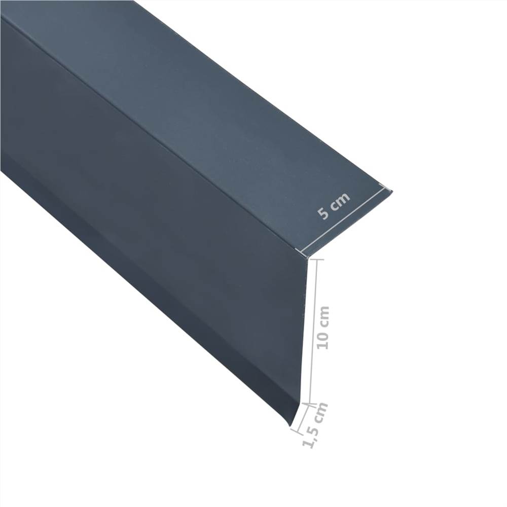 L-shape Roof Edge Plates 5 pcs Aluminium Anthracite 170cm
