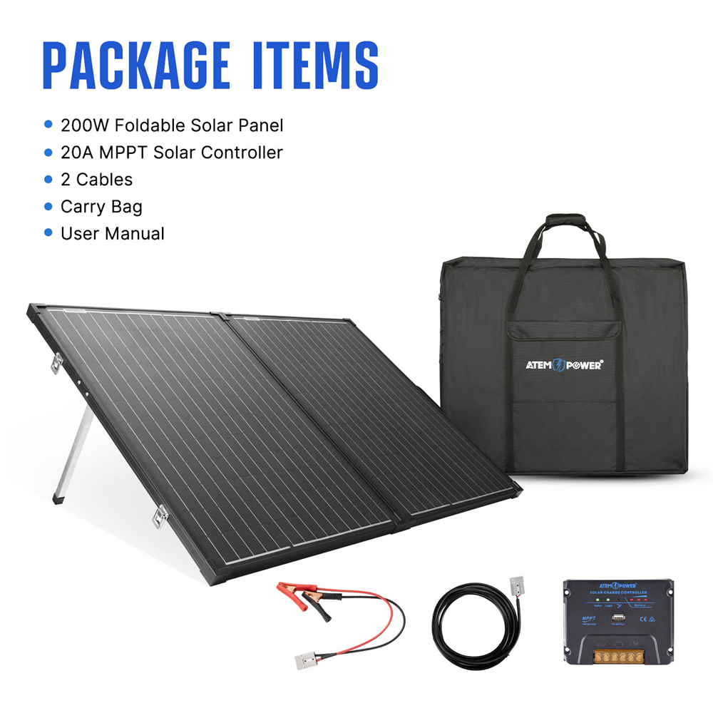 ATEM POWER 200W Portable Monocrystalline Solar Panel
