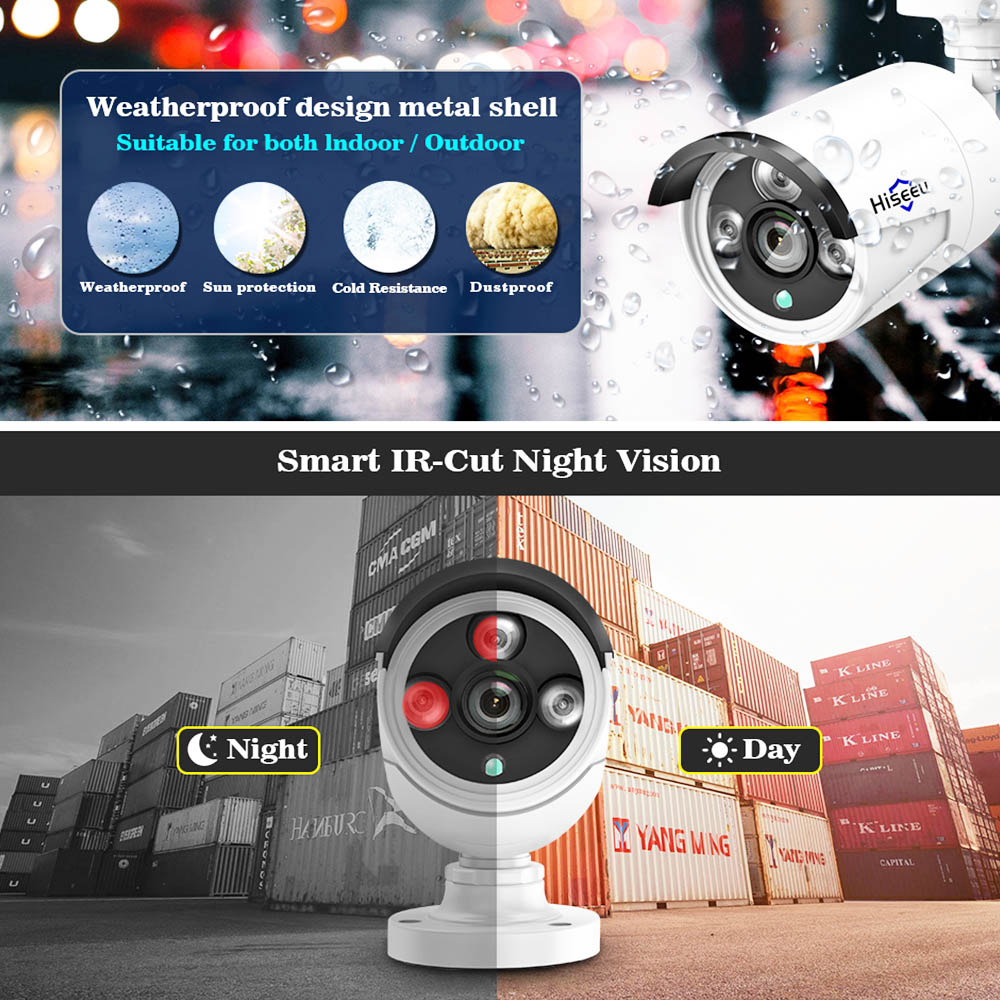 Hiseeu 4Pcs 8CH 3MP Wireless NVR IP Wifi Camera